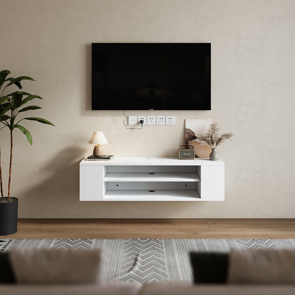 Small Floating TV Unit Stand Wall Mounted Cupboard Media Console Cabin ...