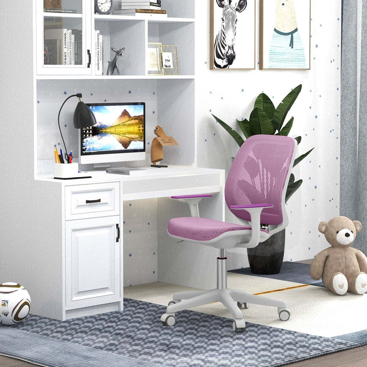 Kids Computer Desk Chair Swivel Mesh Children Task Study Chair Adjusta ...