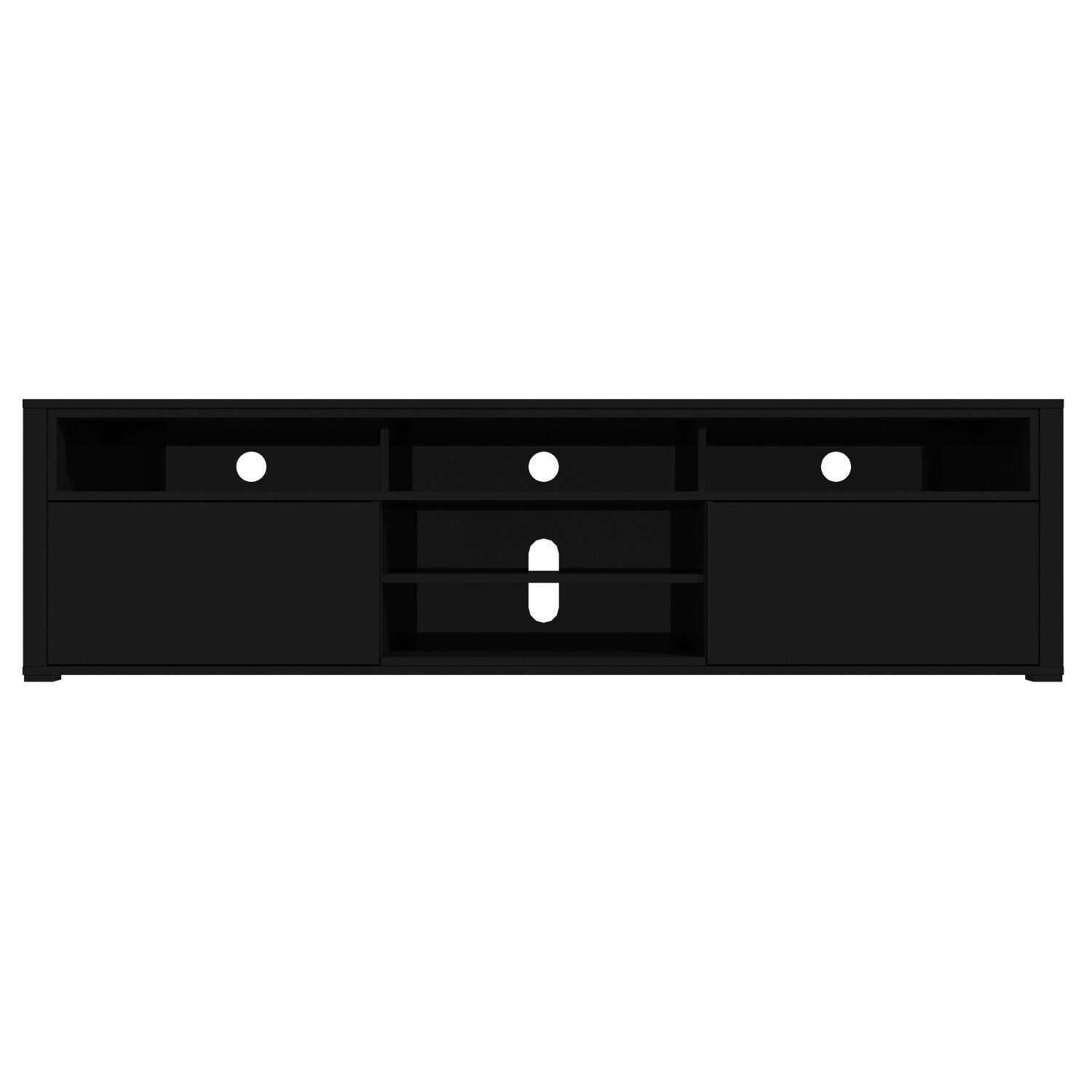 Modern High Gloss Black TV Unit with Soundbar Shelf Media Storage Cabi ...