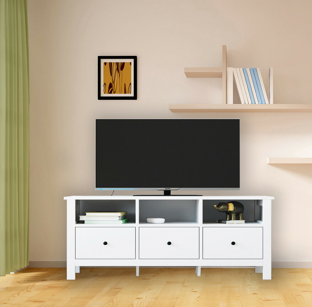TV Stand Units Cabinet with Storage 3 Drawers Floating TV Desk Center ...