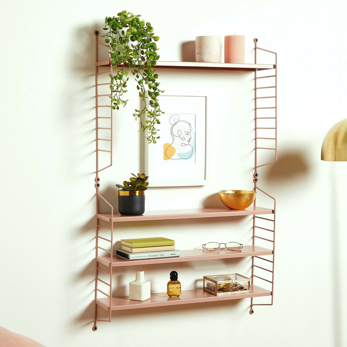 BTFY Shelving Wall Mounted Pink Metal 3 Adjustable Shelves Modular Dis ...