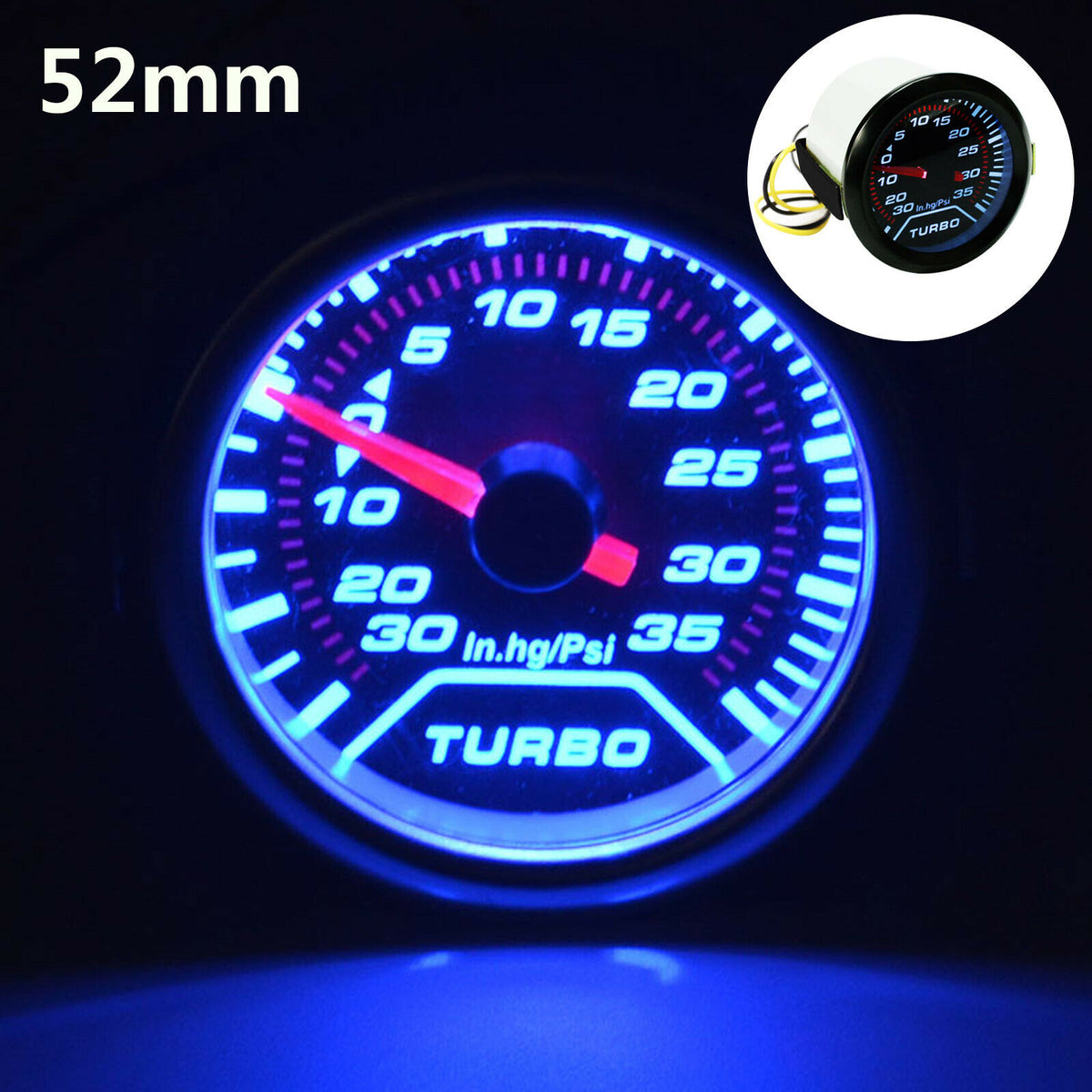52mm Universal Car LED 30PSI Turbo Boost Gauge Pressure Vacuum Smoked ...