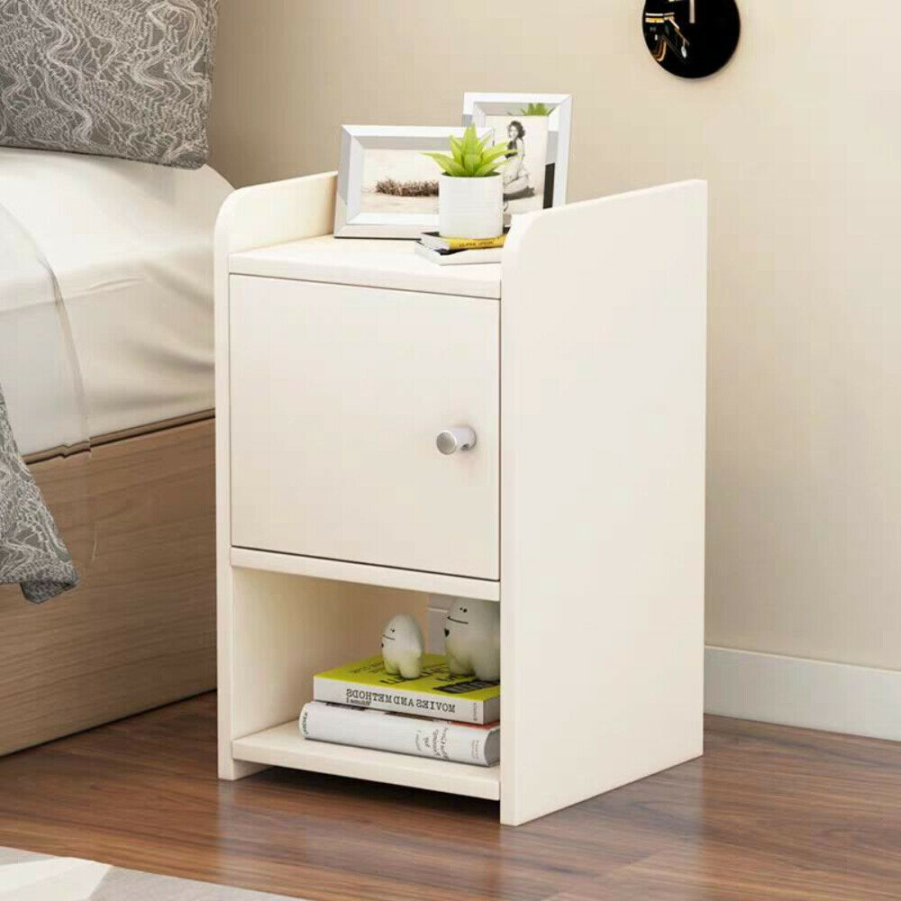 Small Bedside Table Cabinet Shelving Nightstand Storage Furniture Shel ...