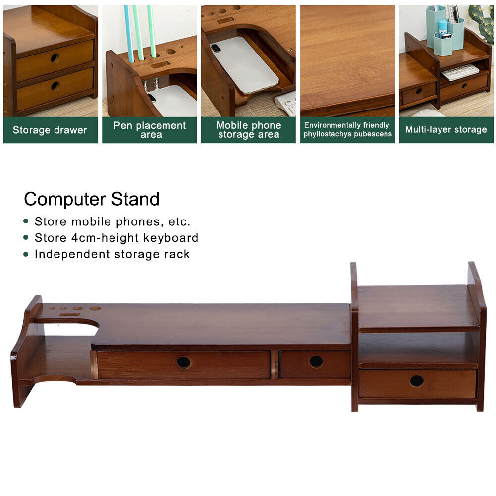 Monitor Stand PC Laptop Computer Screen Riser Tidy Desk Storage Shelf ...