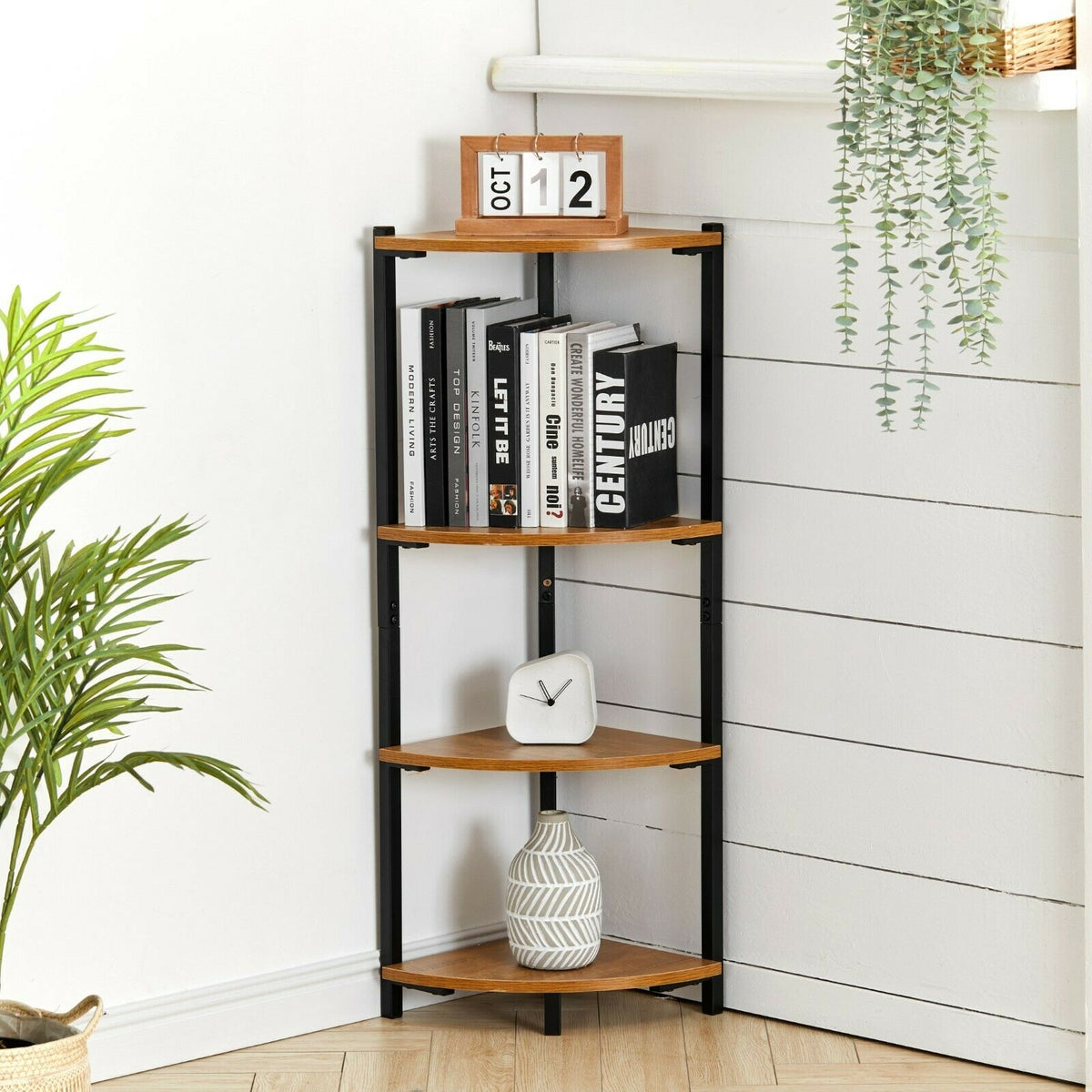 Fan Shape Side Corner Shelf 3/4 Tiers Racking Unit Flower Plant Stand ...