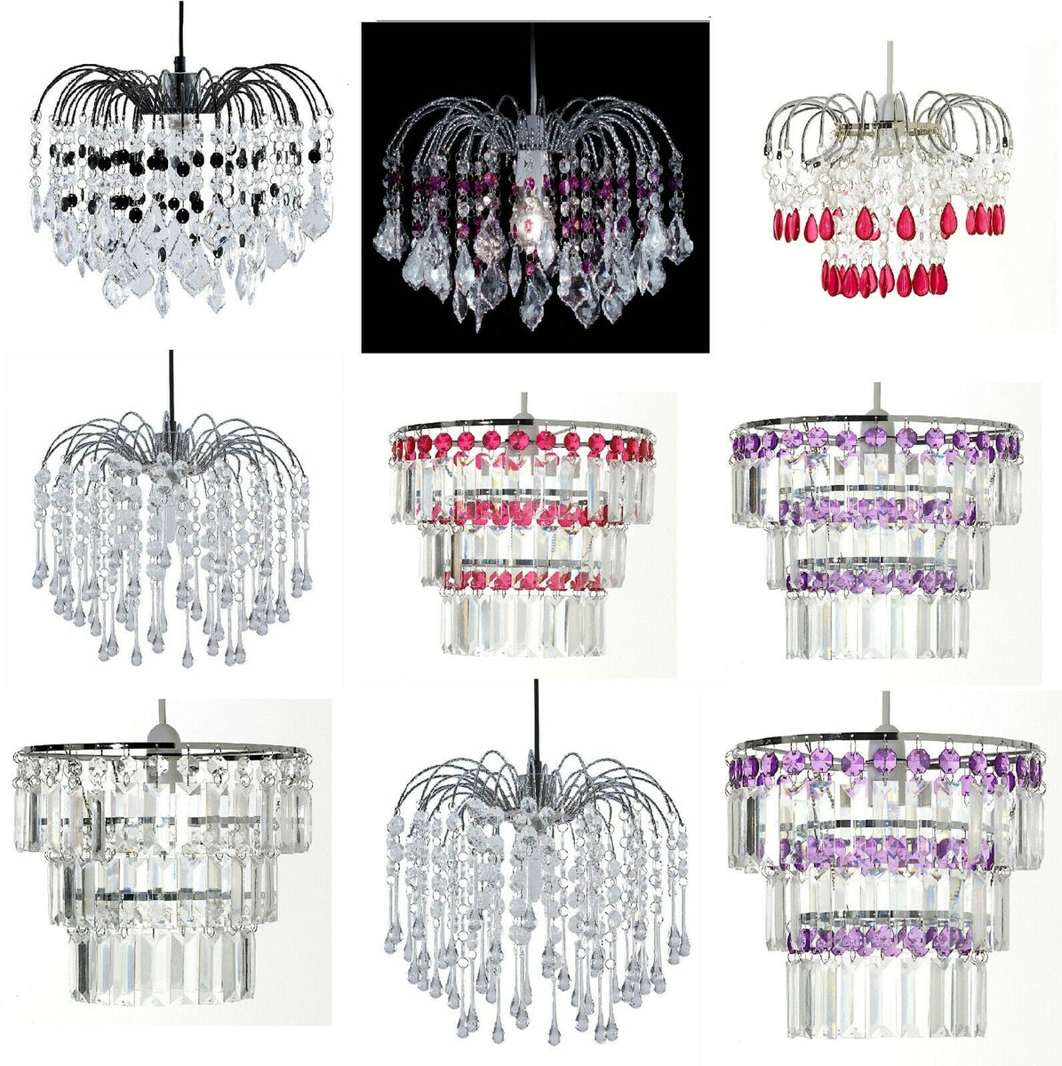 Chandelier Acrylic Crystal Light Shades Droplet Ceiling Pendant Lampsh ...