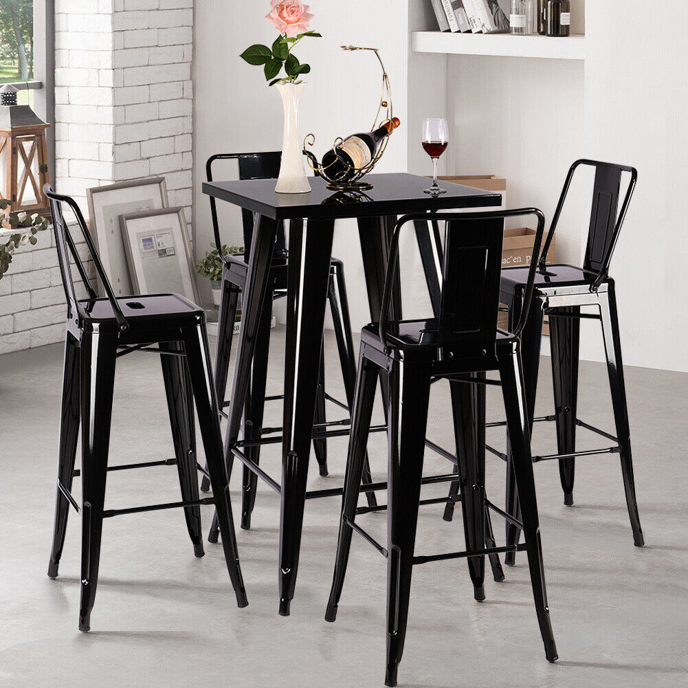 Industrial Style Metal High Table Kitchen Breakfast Bar Bistro Stools ...
