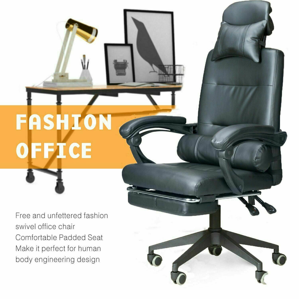 Luxury Massage Computer Office Desk Gaming Chair Swivel Recliner W/ Fo ...