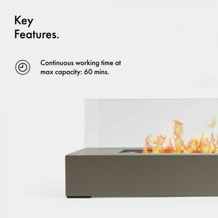 Square Bioethanol Tabletop Fireplace Electric Fire Flame Led Burner Pl ...