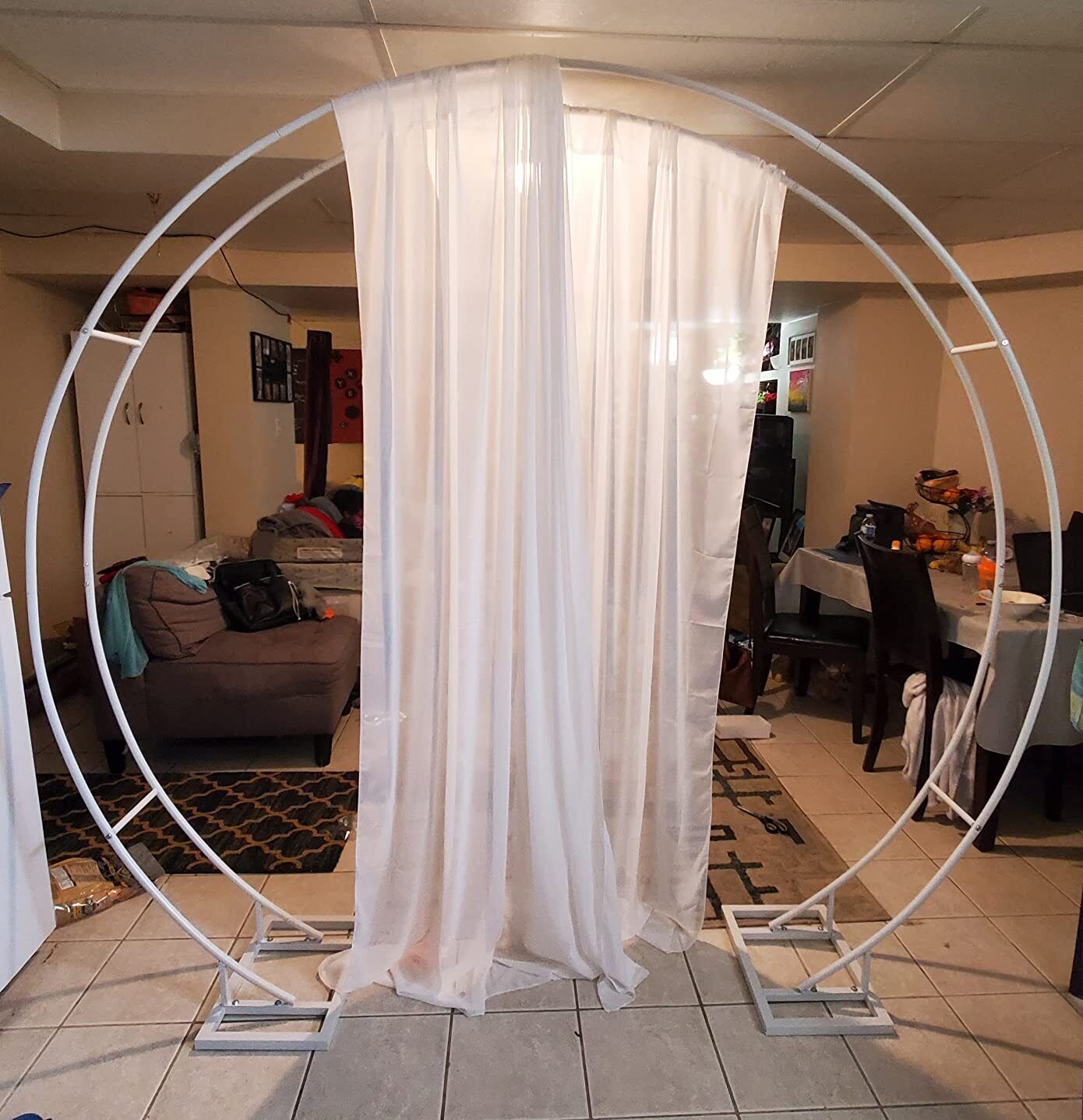 Oversize Large Round Wedding Arch Backdrop Stand Double Hoop Party Dra ...