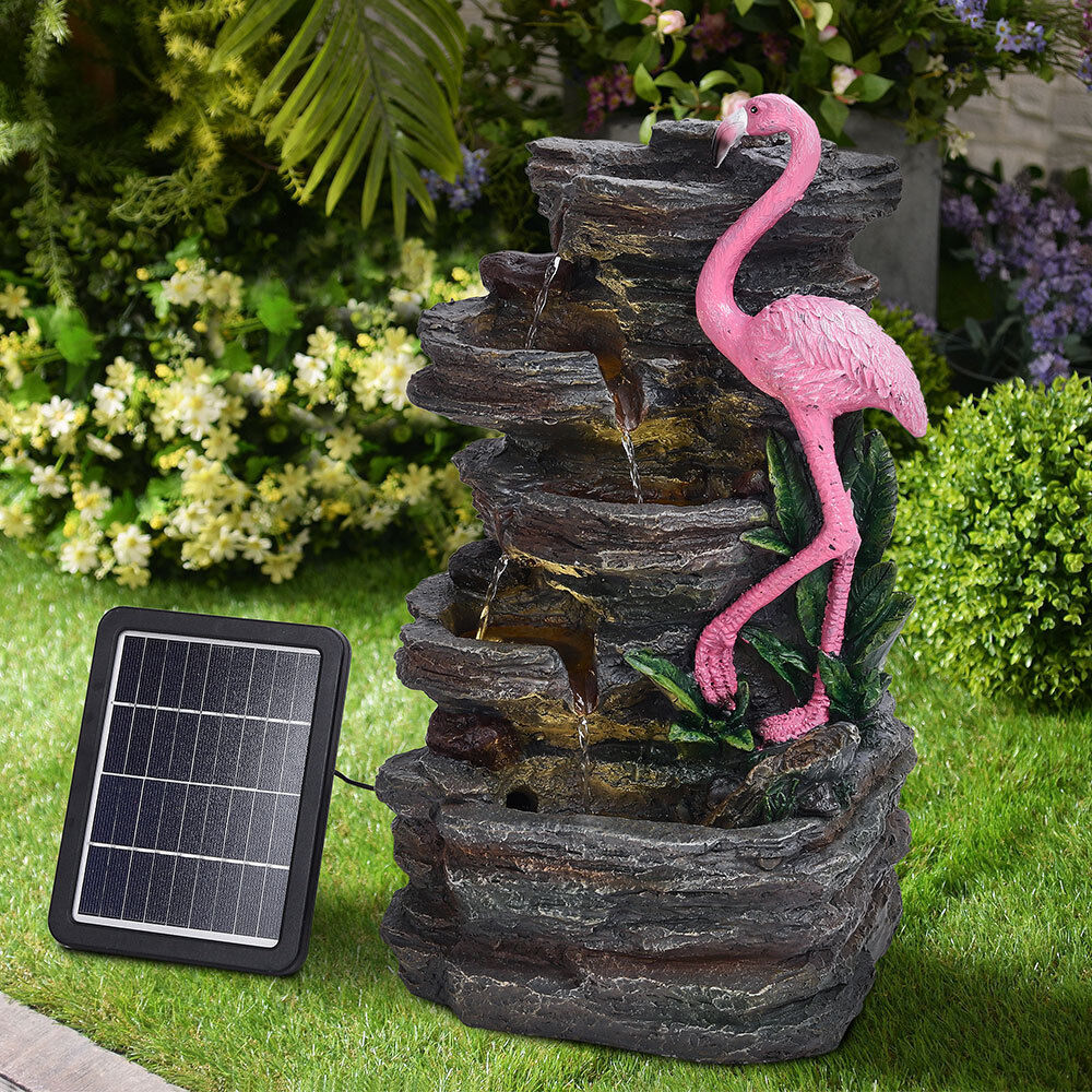 Large Rockery Water Feature Solar Power Water Fountain Garden Statues ...