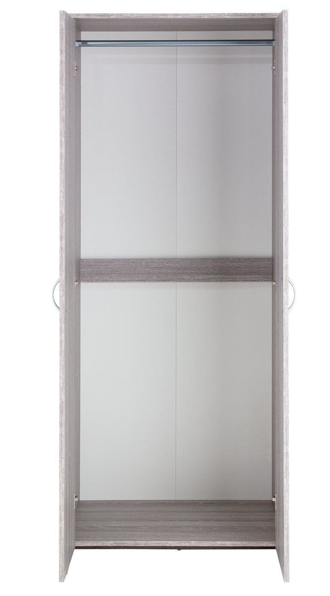 2 Door Wardrobe - Grey Oak Effect – Quildinc