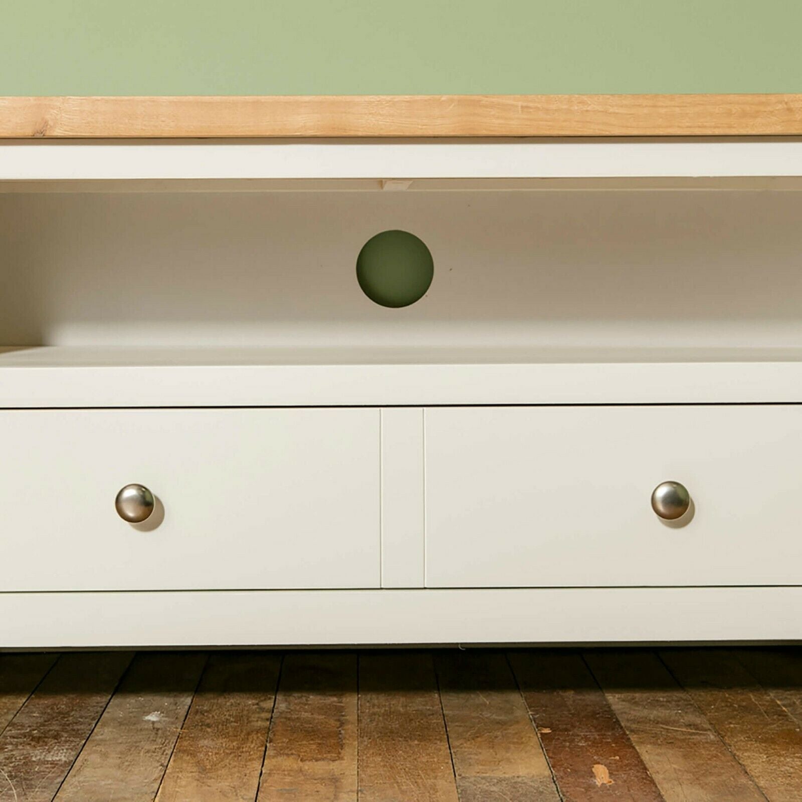 Farrow White TV Unit Stand Small Painted Solid Wood Television Cabinet ...