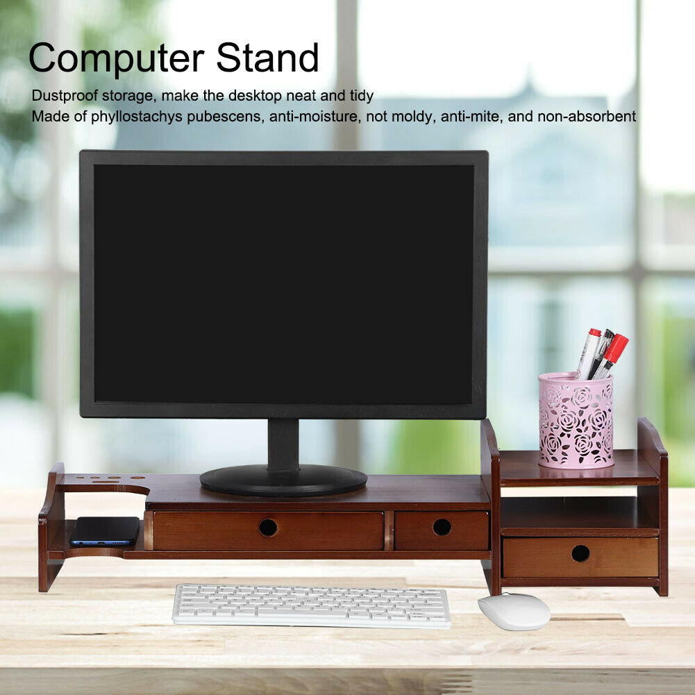 Monitor Stand PC Laptop Computer Screen Riser Tidy Desk Storage Shelf ...