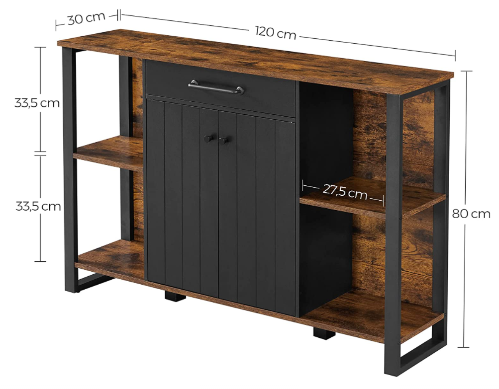 Industrial Storage Sideboard Rustic Metal Console Table Vintage Cabine ...