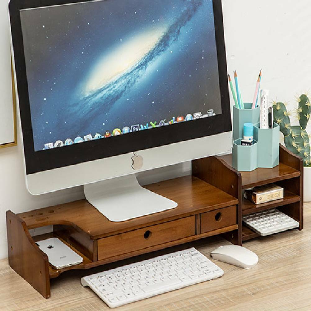 Monitor Stand PC Laptop Computer Screen Riser Tidy Desk Storage Shelf ...