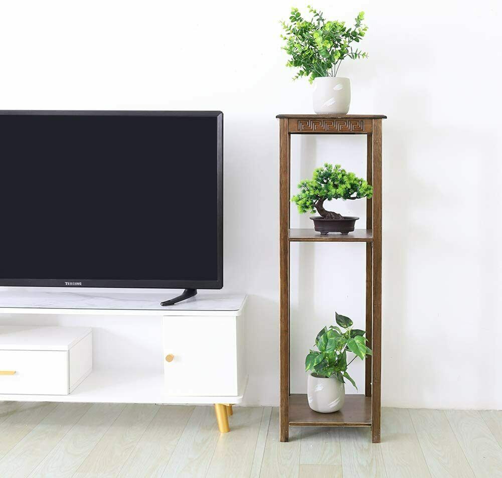 Corner Stand Wooden Tall Shelves Vintage Stand Furniture Slim Sofa End ...