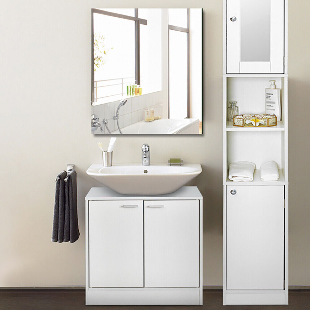 Bathroom Cabinet White Under Sink Storage Unit Double Doors Cupboard F ...