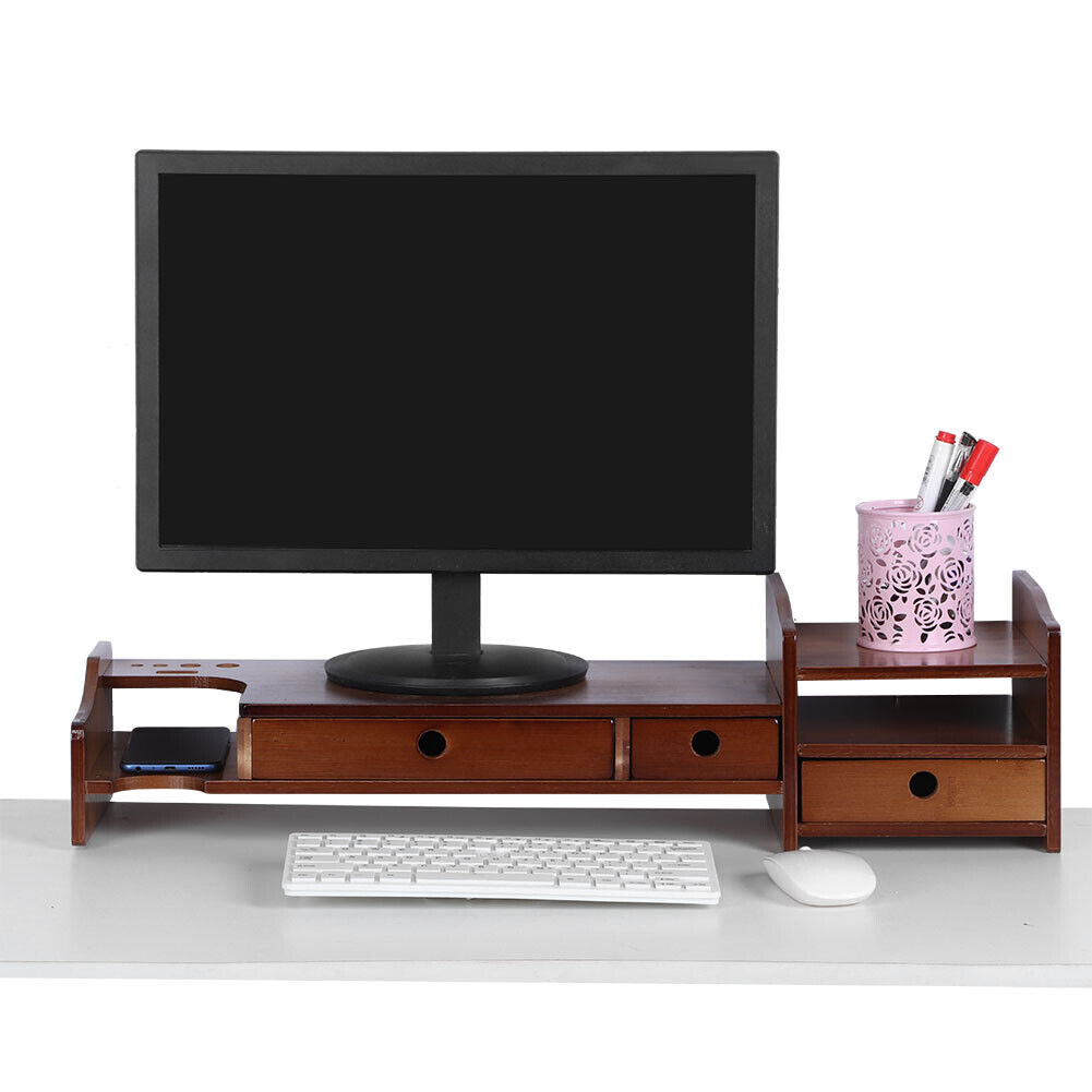 Monitor Stand PC Laptop Computer Screen Riser Tidy Desk Storage Shelf ...