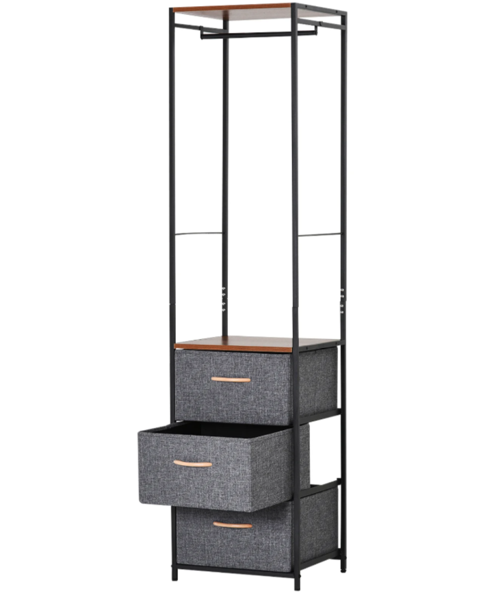 Tall Industrial Furniture Metal Open Wardrobe Narrow Clothes Storage R ...