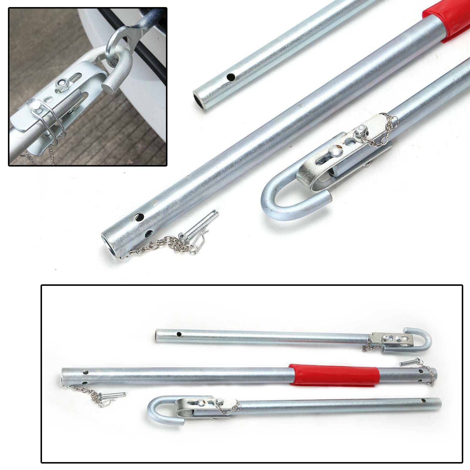 2Ton Straight Pipe Steel Recovery Tow Bar Towing Pole Heavy Duty Steel ...