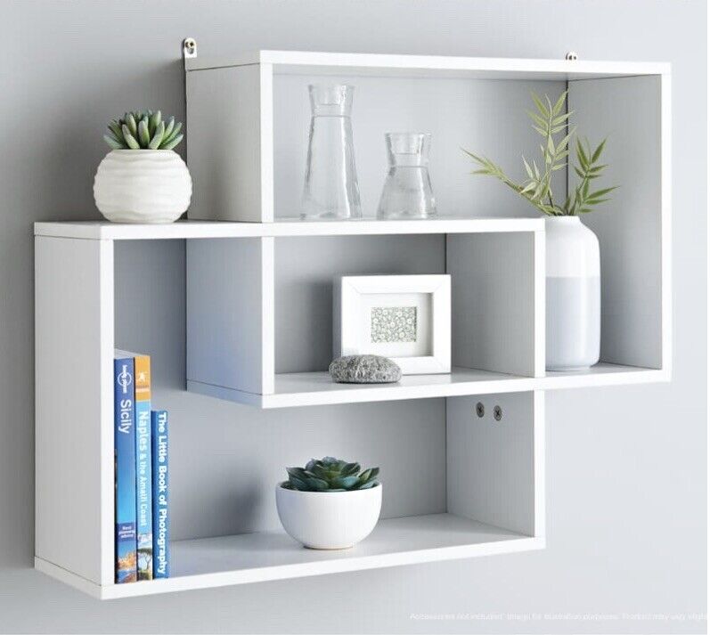 WHITE Lokken Multi Compartment Display Wall Floating Shelf Wall Decor ...