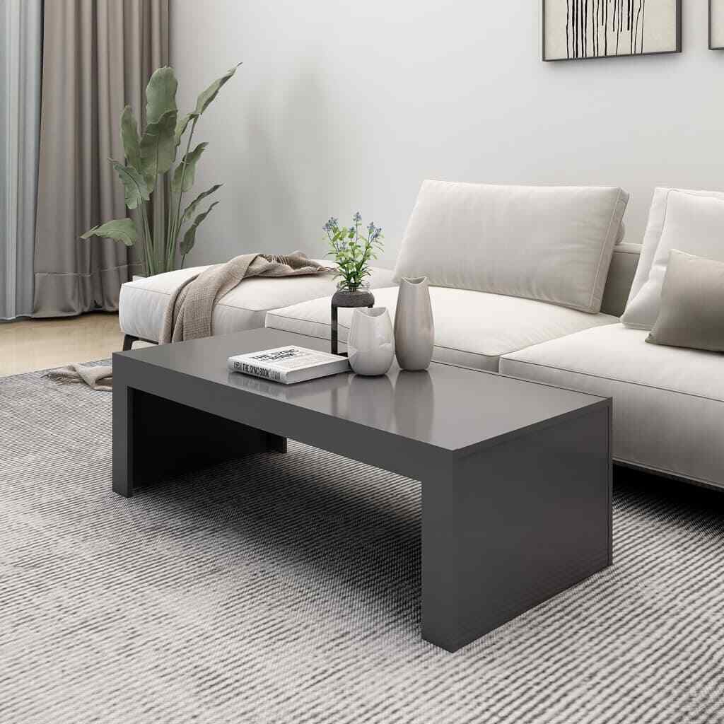 Modern Storage Coffee Table Grey 110x50x35 cm Chipboard Living Room Fu Quildinc