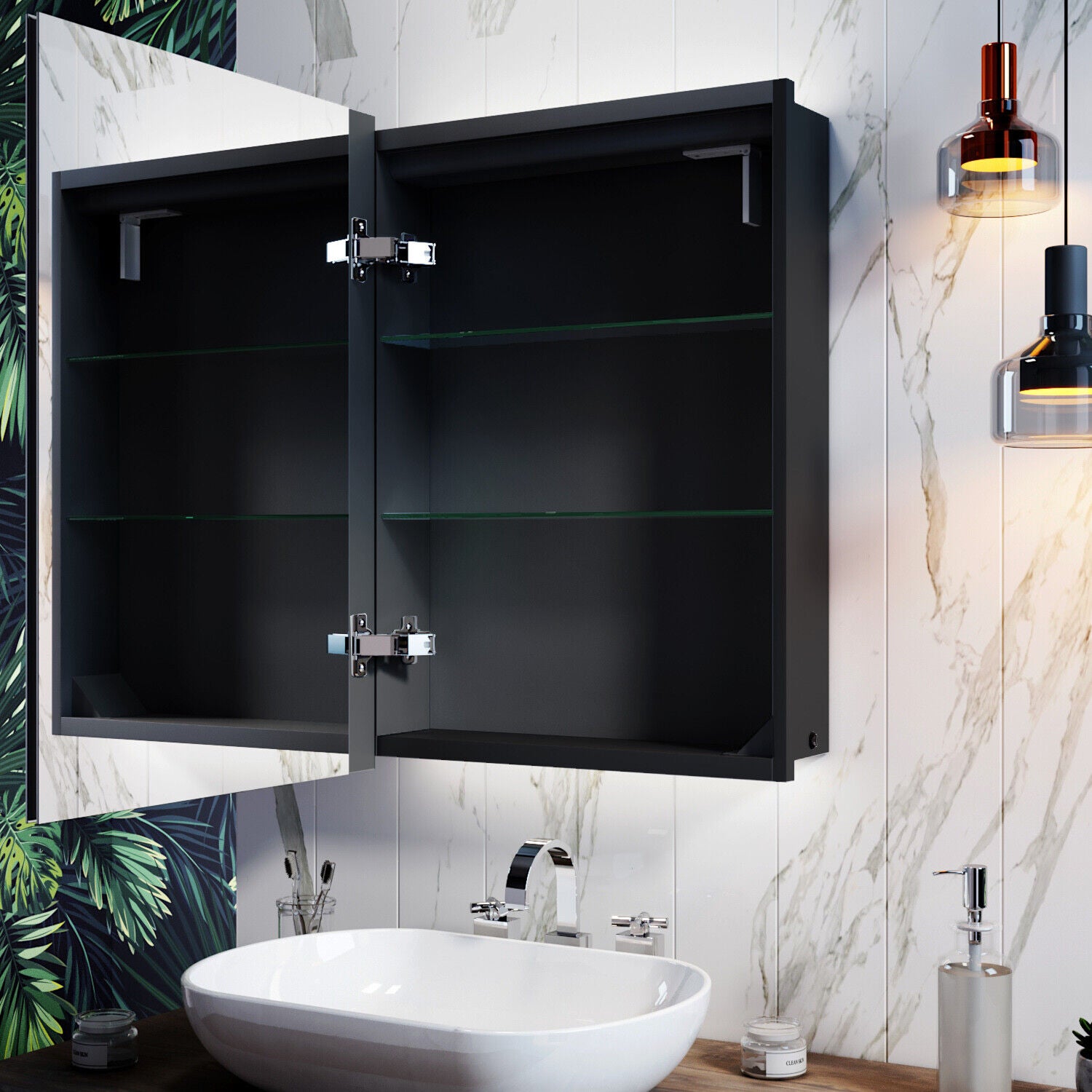 Bathroom Mirror Cabinet With LED Lights Demister/Infrared Sensor/Butto ...