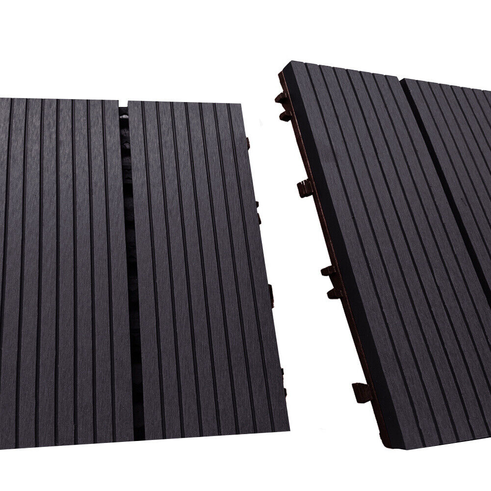 11x Plastic Decking Tiles Interlocking Click Decking Boards WPC Garden ...