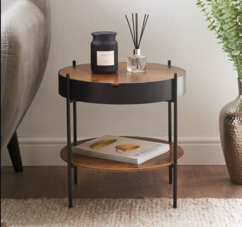Rustic Oak Finish Tromso Side Table With Storage Ideal For Any Room in ...