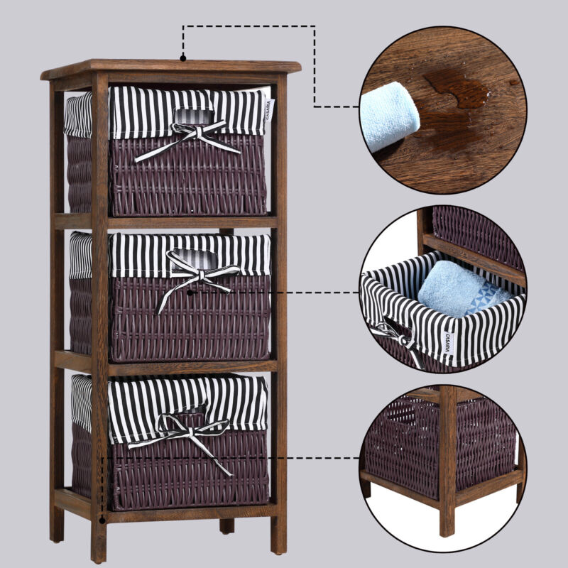 Storage Unit Basket Chest of Drawers Wicker Bathroom Furniture Shelf C ...