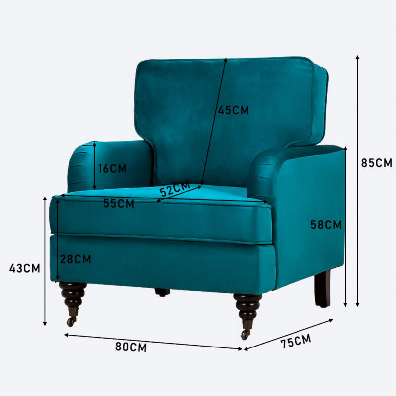 Modern Accent Chair Armchair Upholstered Fabric Velvet Single Sofa Lou ...