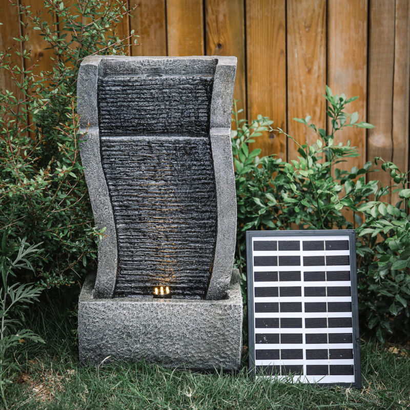 Solar Garden Fountain Water Pump Cascade Landscaping Outdoor Feature L ...