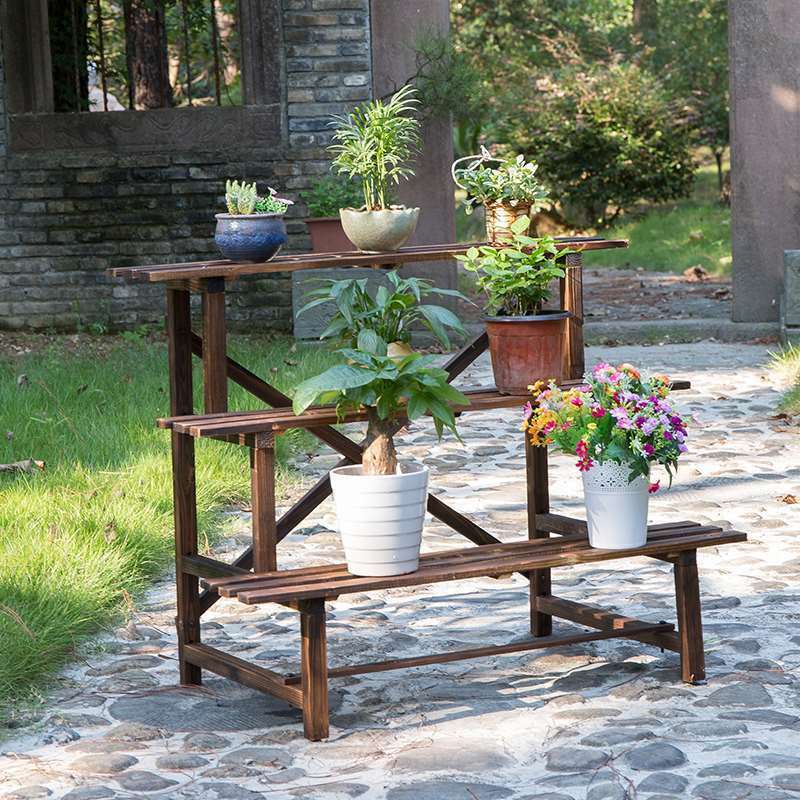 3 Tier Step Plant Stand Flower Succulent Display Shelf Stand Corner Ra ...