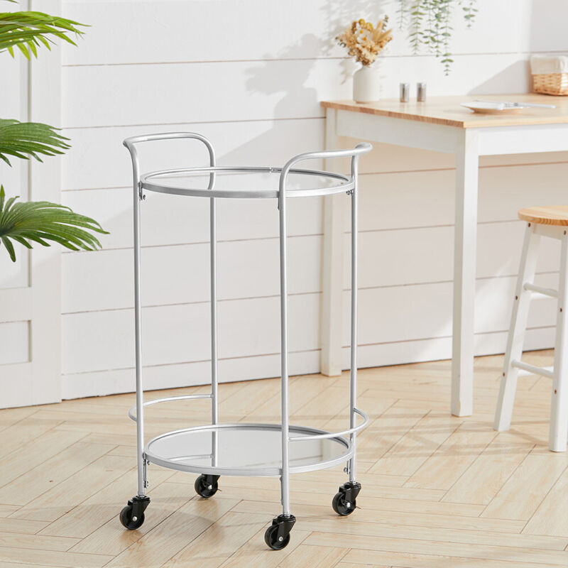 Small Bar Table Trolley Kitchen Dining Cart with Bars Glass Serving Tr ...