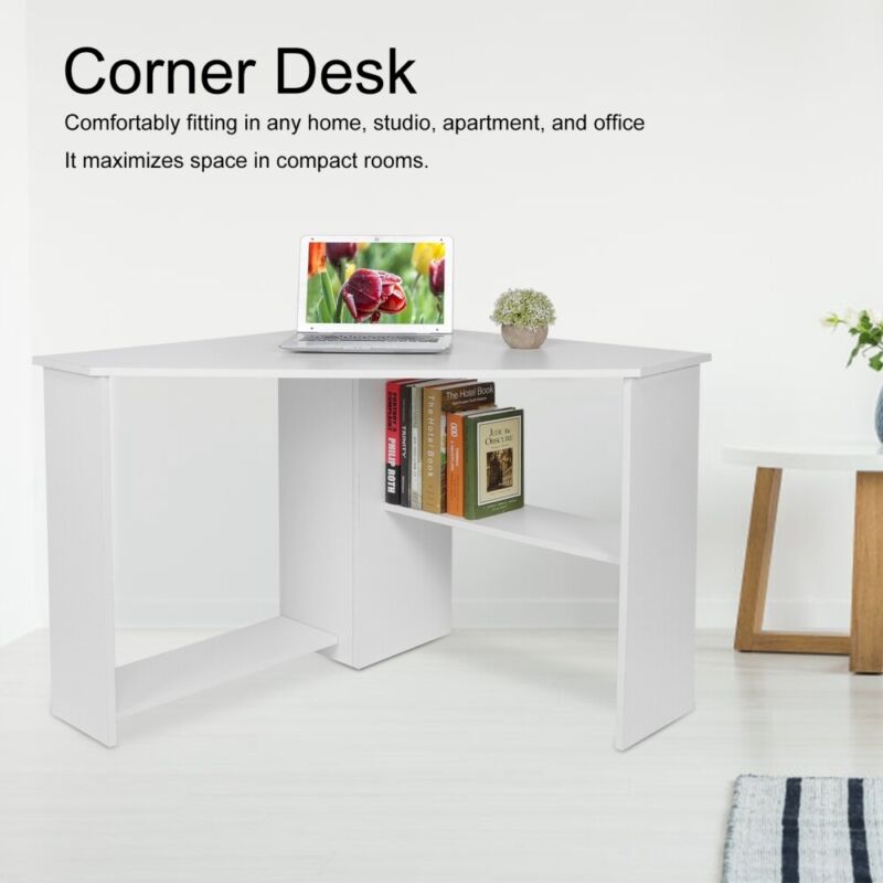 Corner Computer Desk L shaped PC Table Workstation Home Office Study F ...