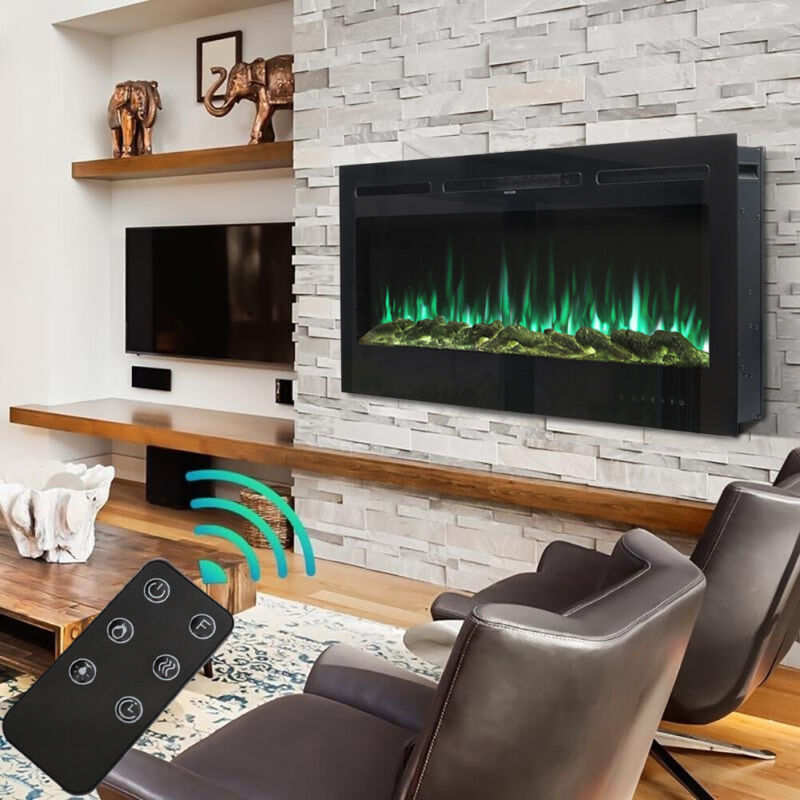 40-100 inch Electric Fireplace Wall Mounted Remote Control 9 Colour Fi ...