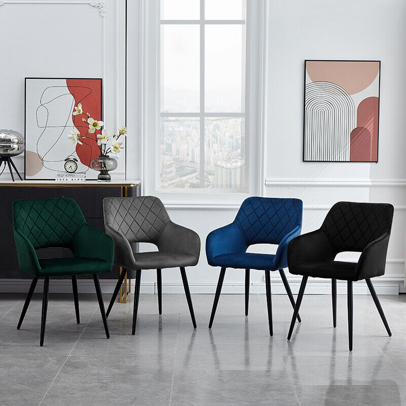 Pair of Multicolor Velvet Dining Chairs Diamond Seat With Hole Kitchen ...