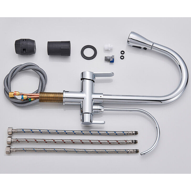 3 Ways Kitchen Mixer Taps Pure Water Filter Pull Out Spray Head Swivel ...