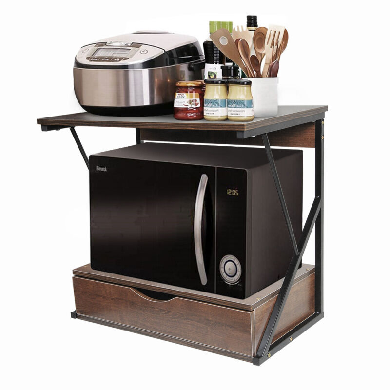 Countertop Microwave Stand Storage Shelving Unit Small Oven Shelf Micr ...
