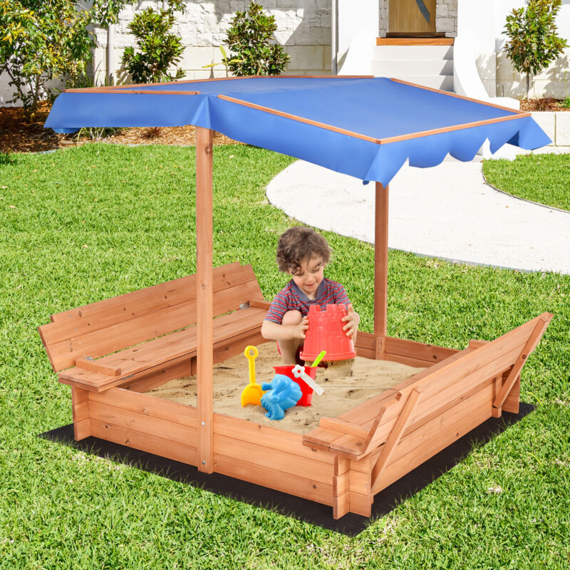 Kids Foldable Cabana Sandbox Outdoor Toy Sand Sandbox Garden Pit with ...