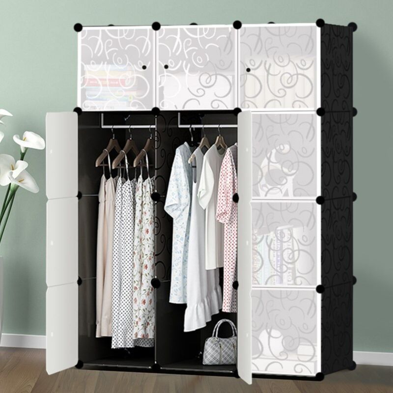 Plastic 12 Cube Wardrobe Cupboard Closet Cabinet Organizer Storage Fur ...