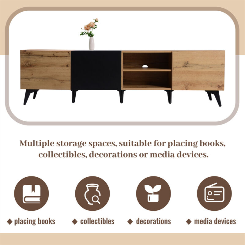 180 cm TV Cabinet Stand Sideboard TV Entertainment Unit Living Room Fu ...