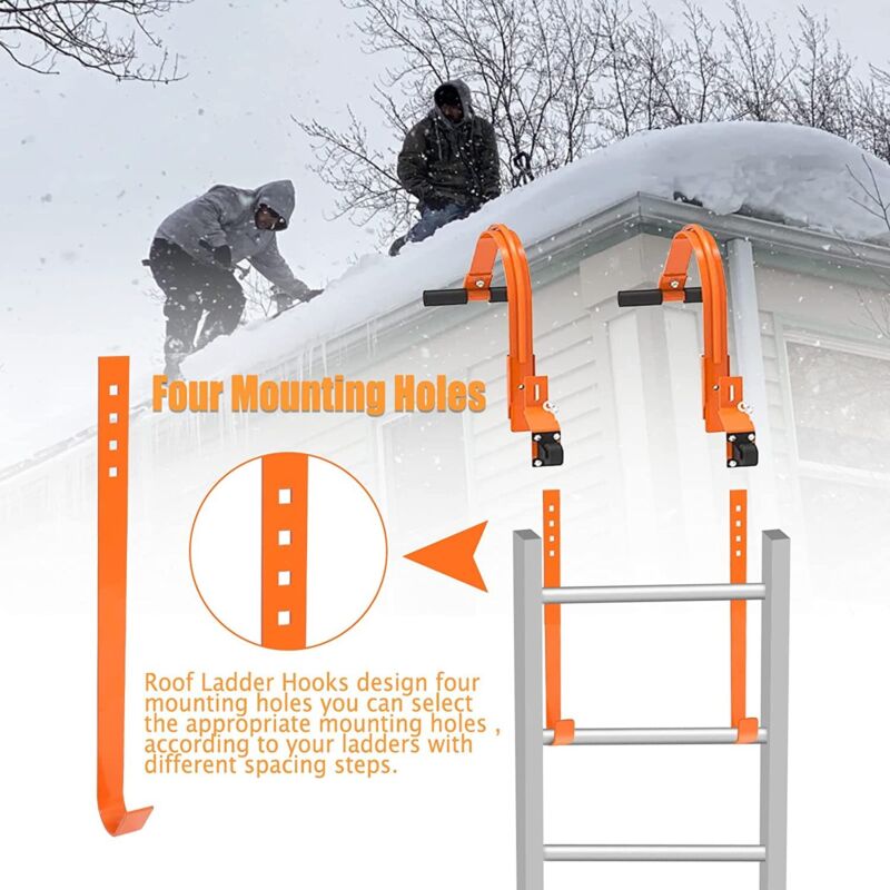 2Pc Extension Ladder Roof Hook w/ WHEEL Ladders Adapter Ladder Stabili ...