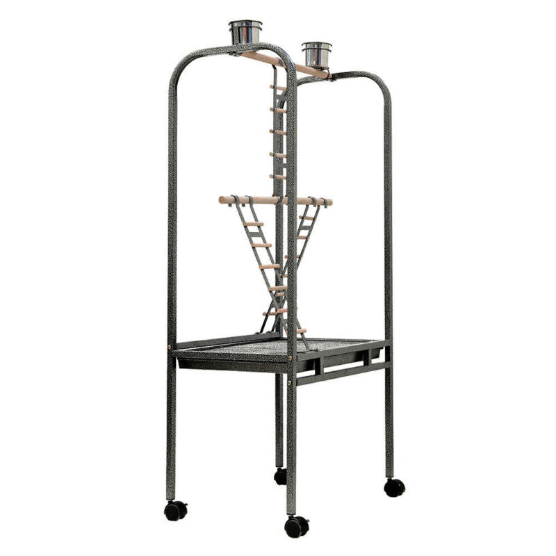 Rolling Metal Bird Play Stand Wooden Perches Ladders Parrot Playground ...