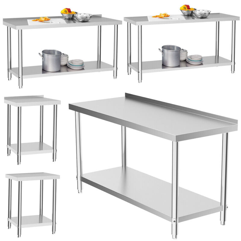 Stainless Steel Commercial Catering Table Work Bench Kitchen Worktop 2 ...