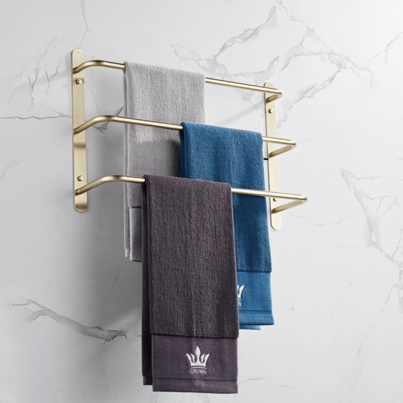 THREE Stagger Layers Towel Rack Luxury Brushed Gold 304 Stainless Stee ...