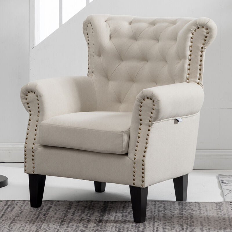 Chesterfield Queen Anne Style Armchair Lounge Sofa Deep Button Chair F ...