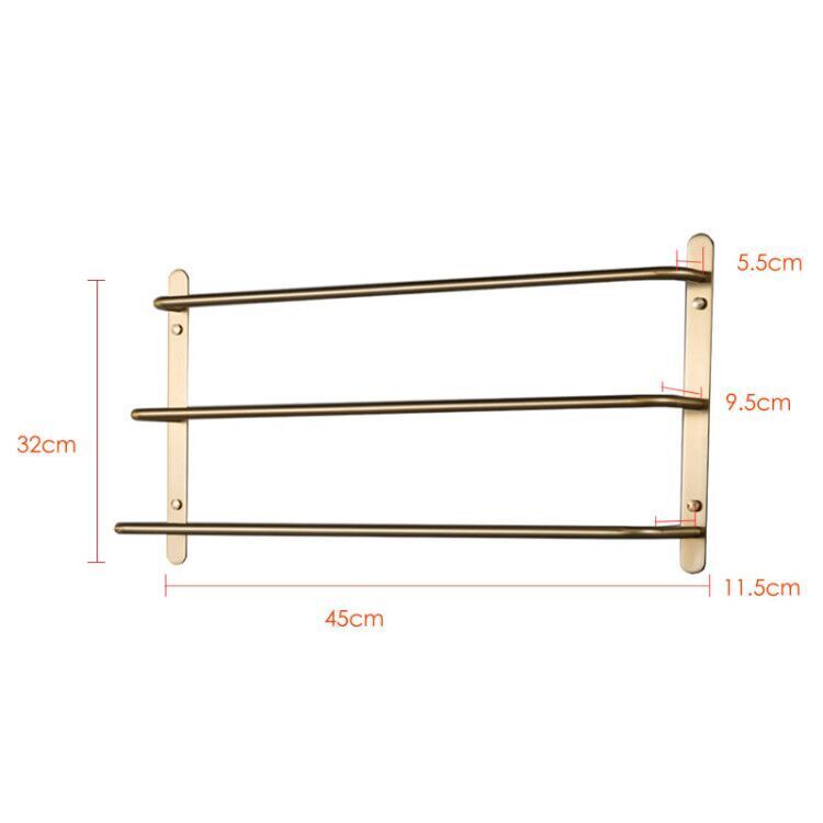 THREE Stagger Layers Towel Rack Luxury Brushed Gold 304 Stainless Stee ...