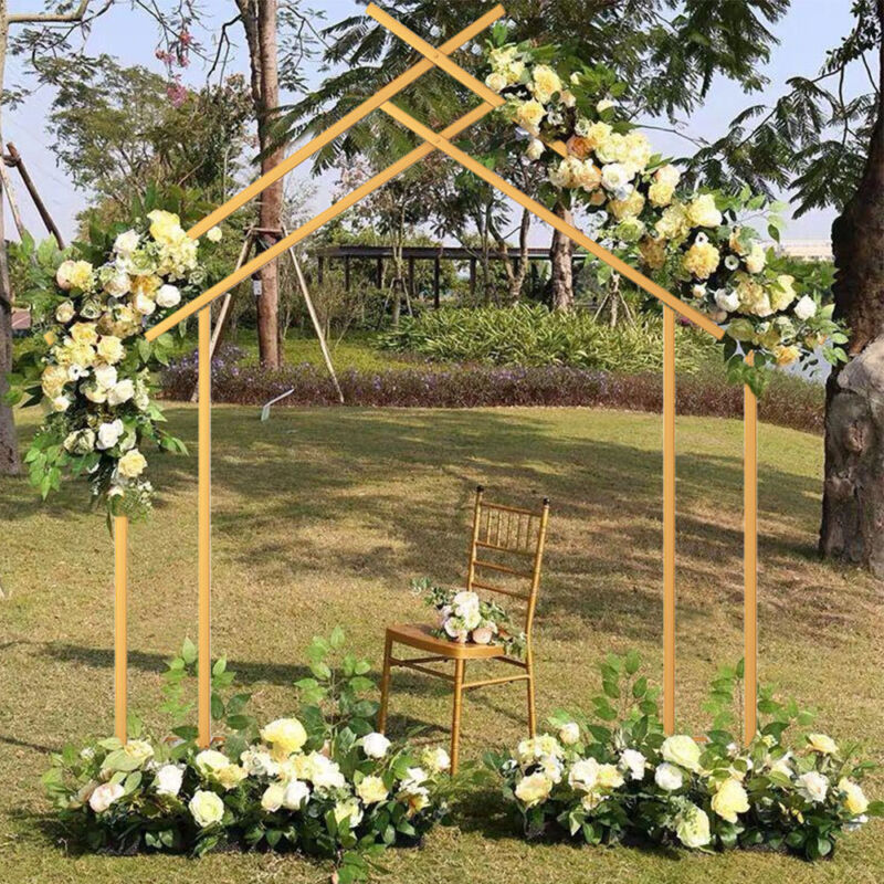Dual Pentagon Wedding Arch Hut Moongate Flower Display Stand Party Bac ...